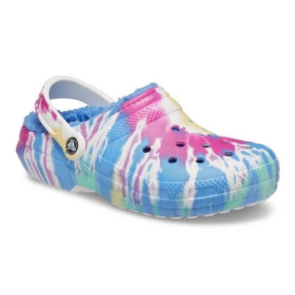 CROCS | Shoes | New Crocs Cozy Lined Tie Dye Graphic Powder Blue | Poshmark